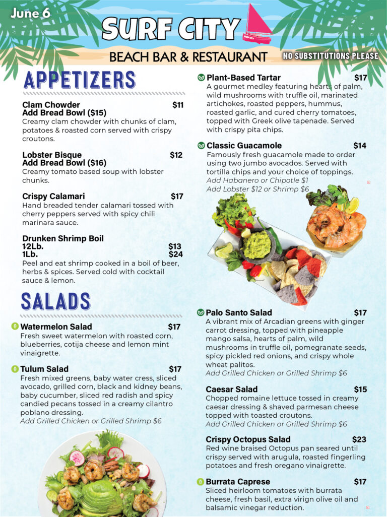 MENU – Surf City Bar